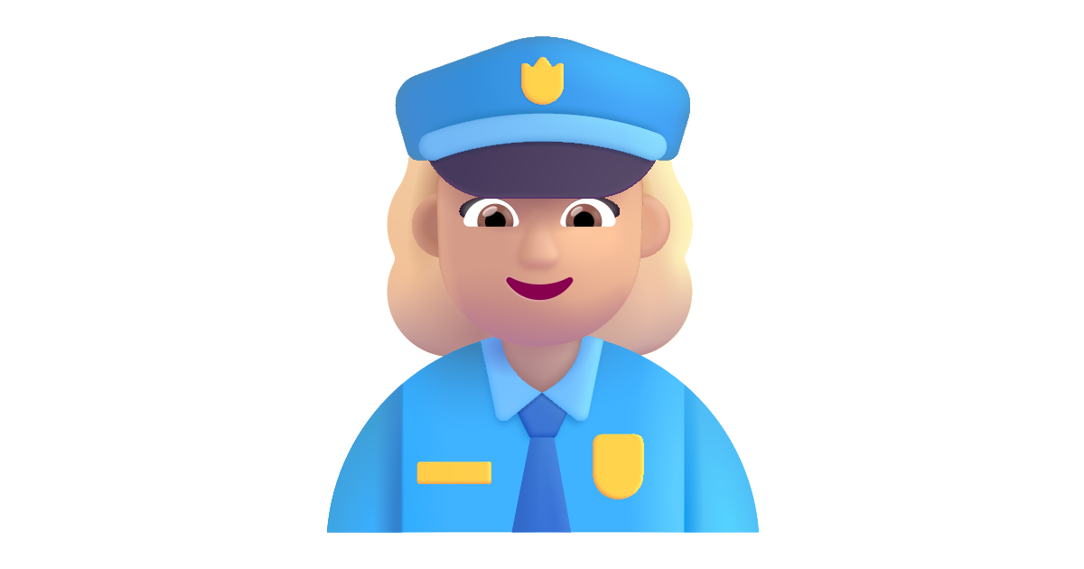Woman police officer medium light free vector icon - Iconbolt