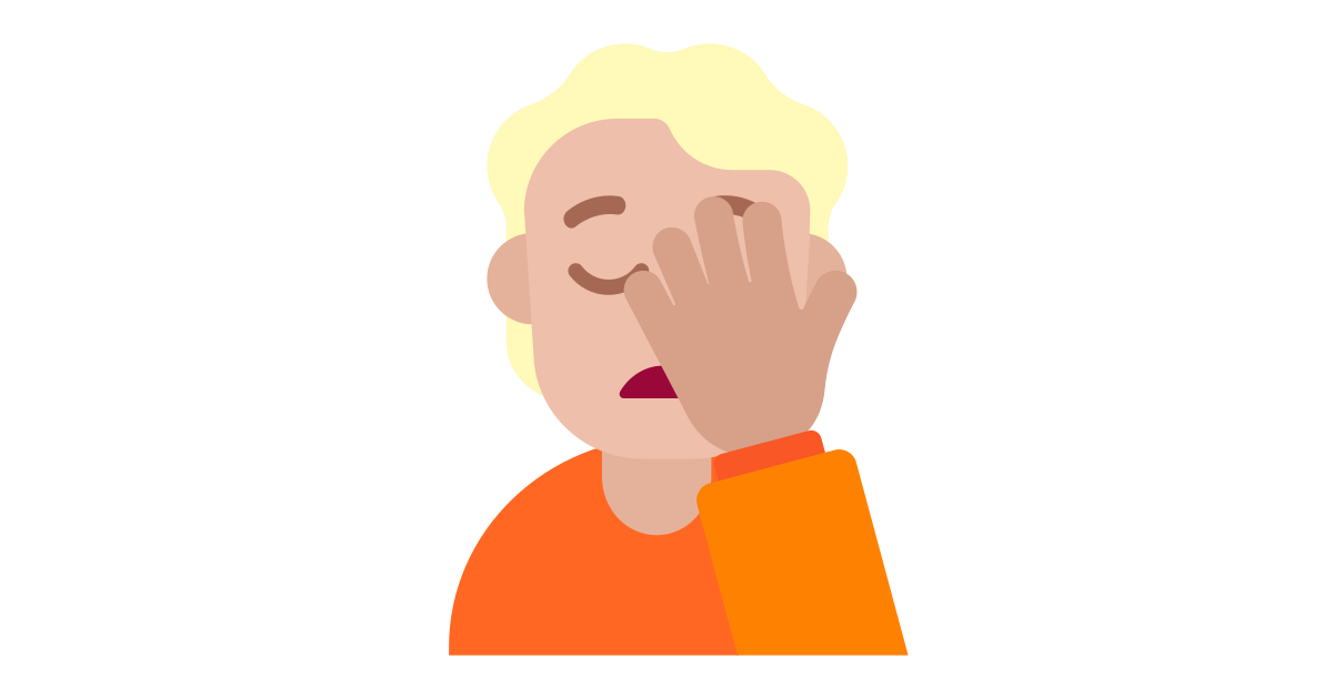 Person facepalming medium light free vector icon - Iconbolt