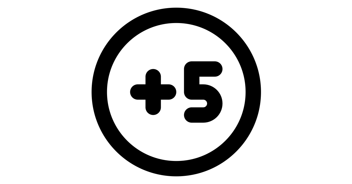 Plus five circle line free vector icon - Iconbolt
