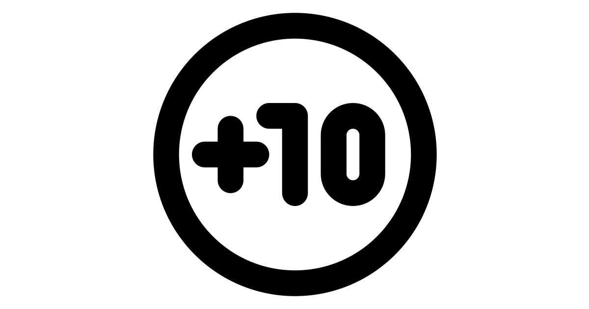 Plus ten circle line free vector icon - Iconbolt