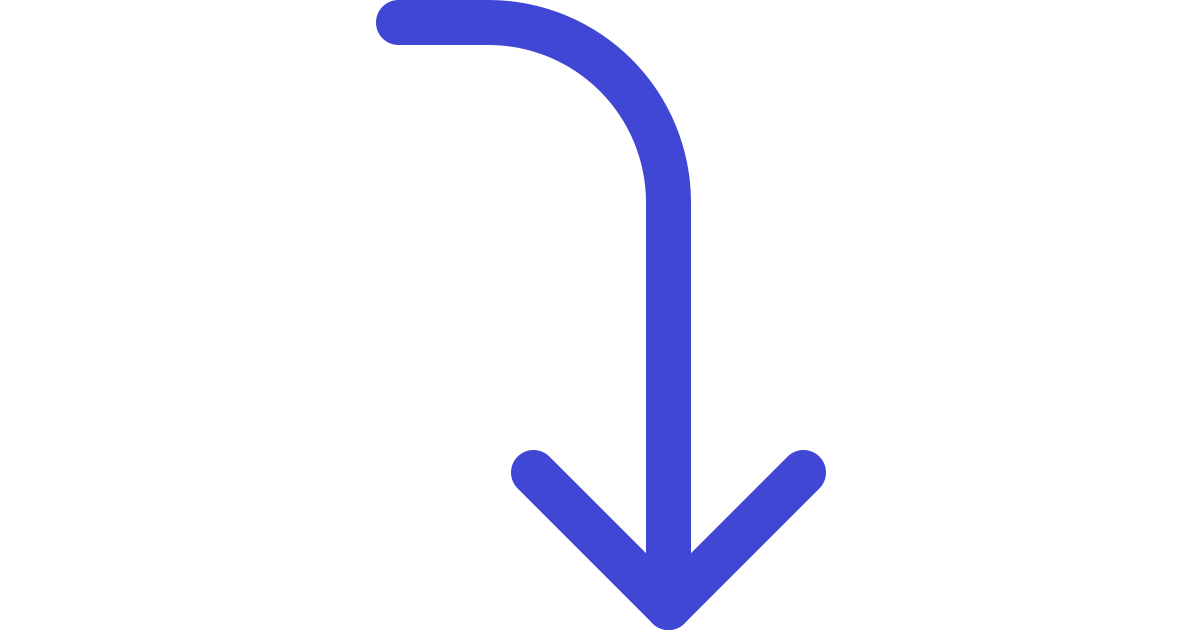 Arrow bend right down arrow bend curve change direction right to down ...