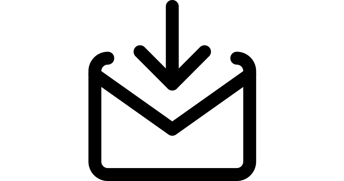 Mail incoming inbox envelope email message down arrow inbox download save file storage folder ...