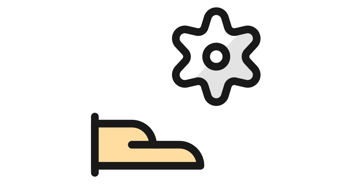Cog hand give 1 cog hand give 1 free vector icon - Iconbolt