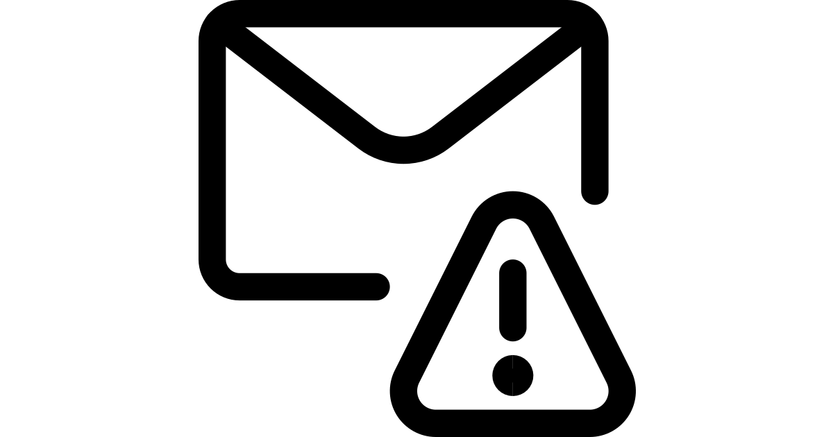 Email action warning email action warning inbox triangle exclamation ...